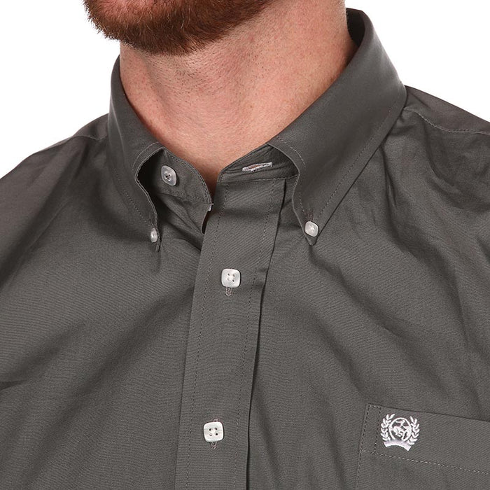 Cinch Men's Grey Pinpoint Oxford Long Sleeve Shirt-3X
