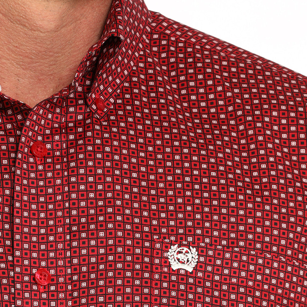Cinch Men's Red Print Button Shirt