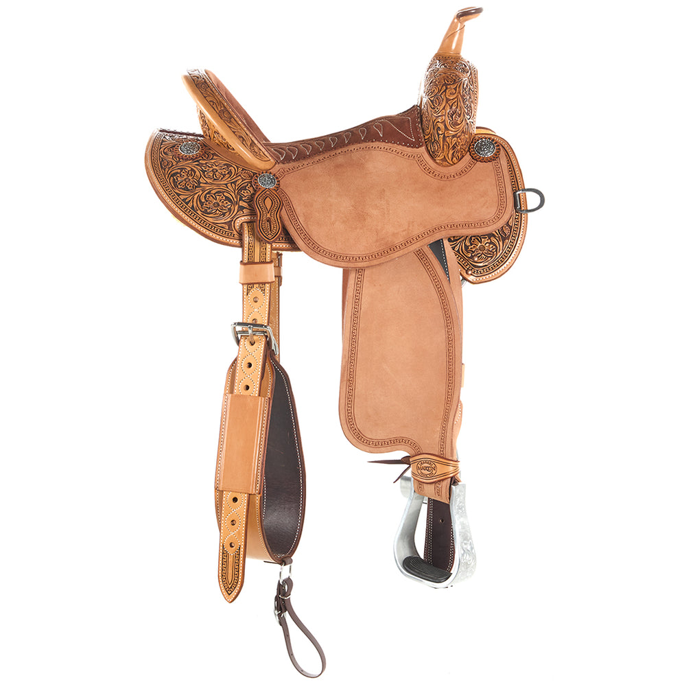 Martin Saddlery Natural Antique 1/2 Breed Alpine Flower BTR Barrel Sad