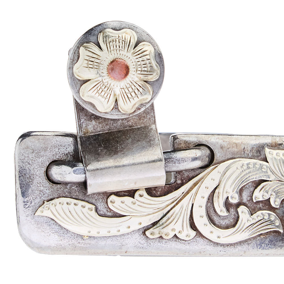 NRS Ladies 1in Floral Trim and Copper Dot Spurs