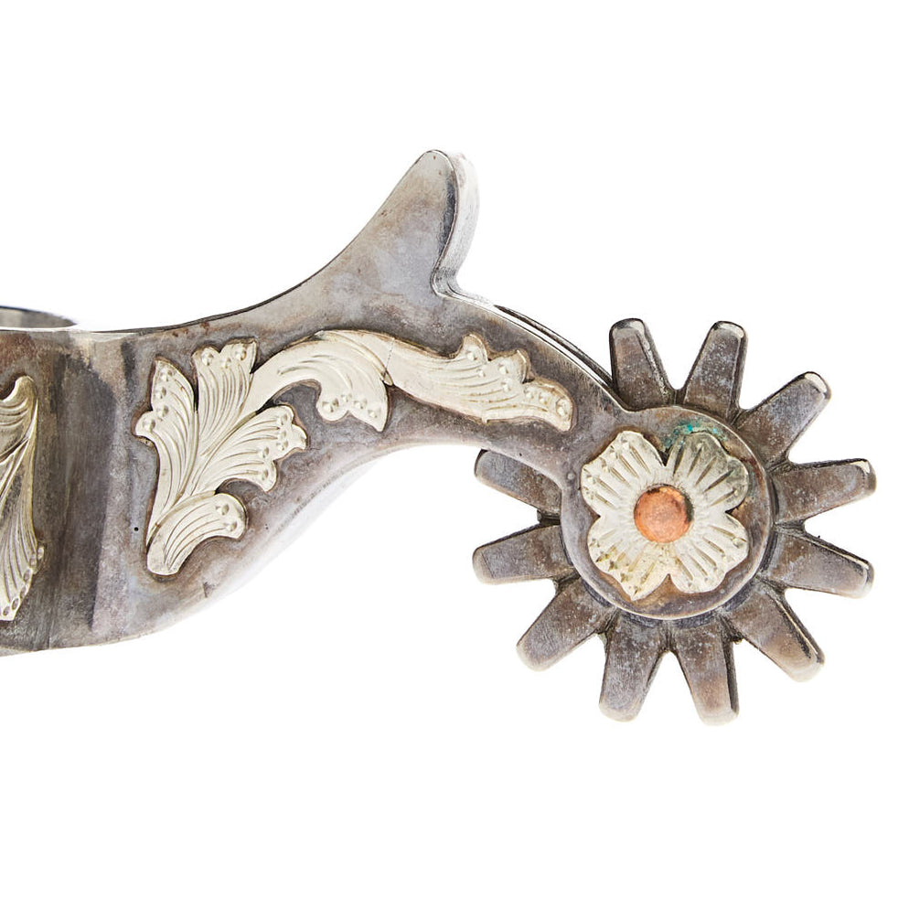NRS Ladies 1in Floral Trim and Copper Dot Spurs