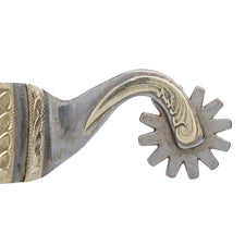 NRS Double Mounted Silver Engraved Men's Western Spurs