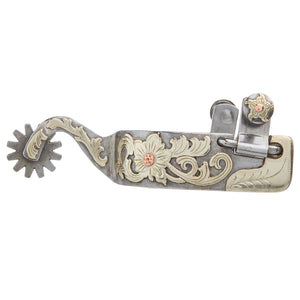 NRS Double Mounted Silver Engraved Men's Western Spurs