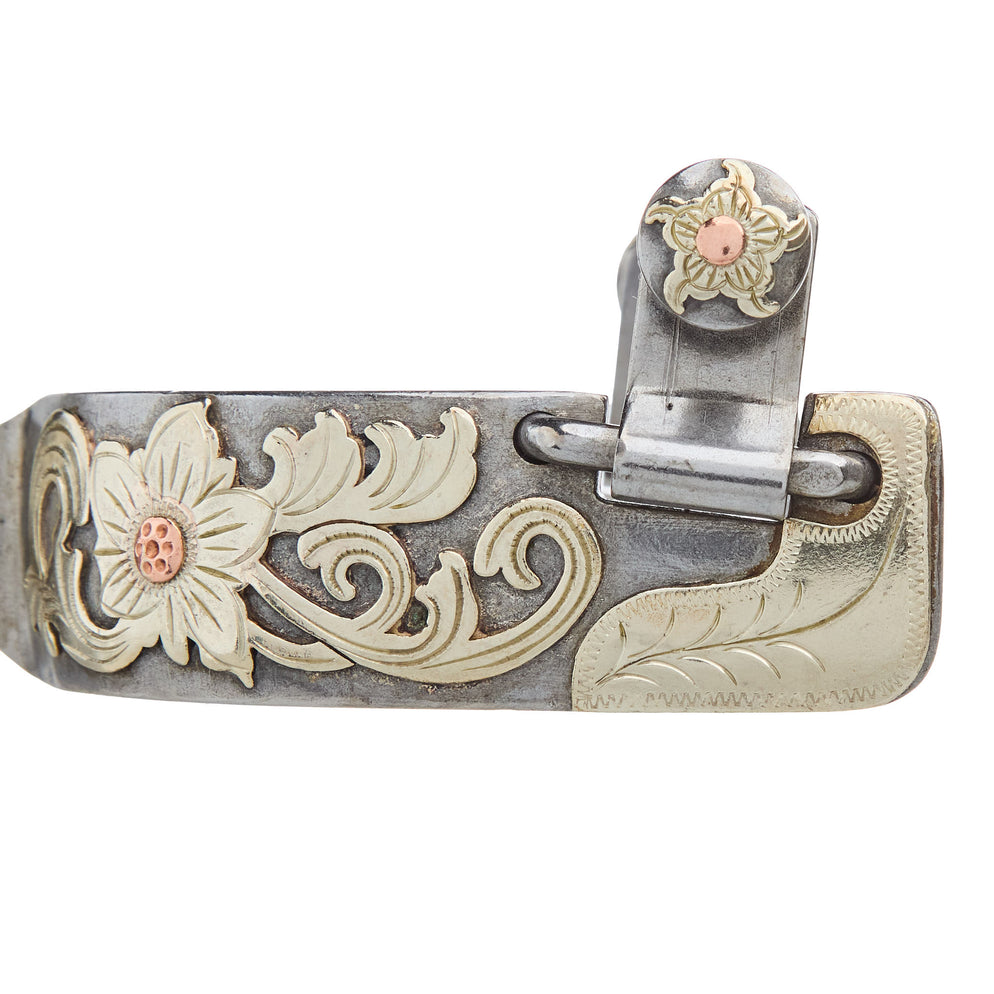 NRS Double Mounted Silver Engraved Men's Western Spurs