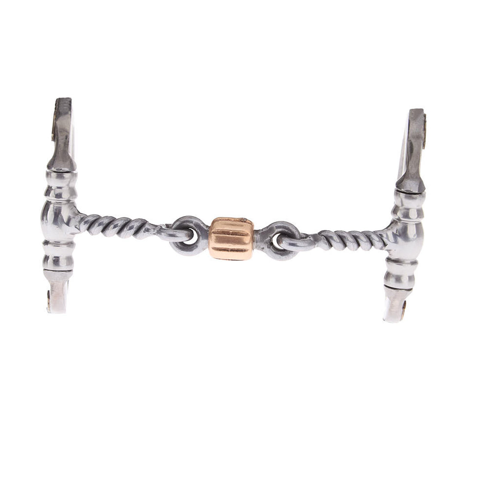 NRS Silver Floral Twisted Wire Copper Dogbone Snaffle Bit