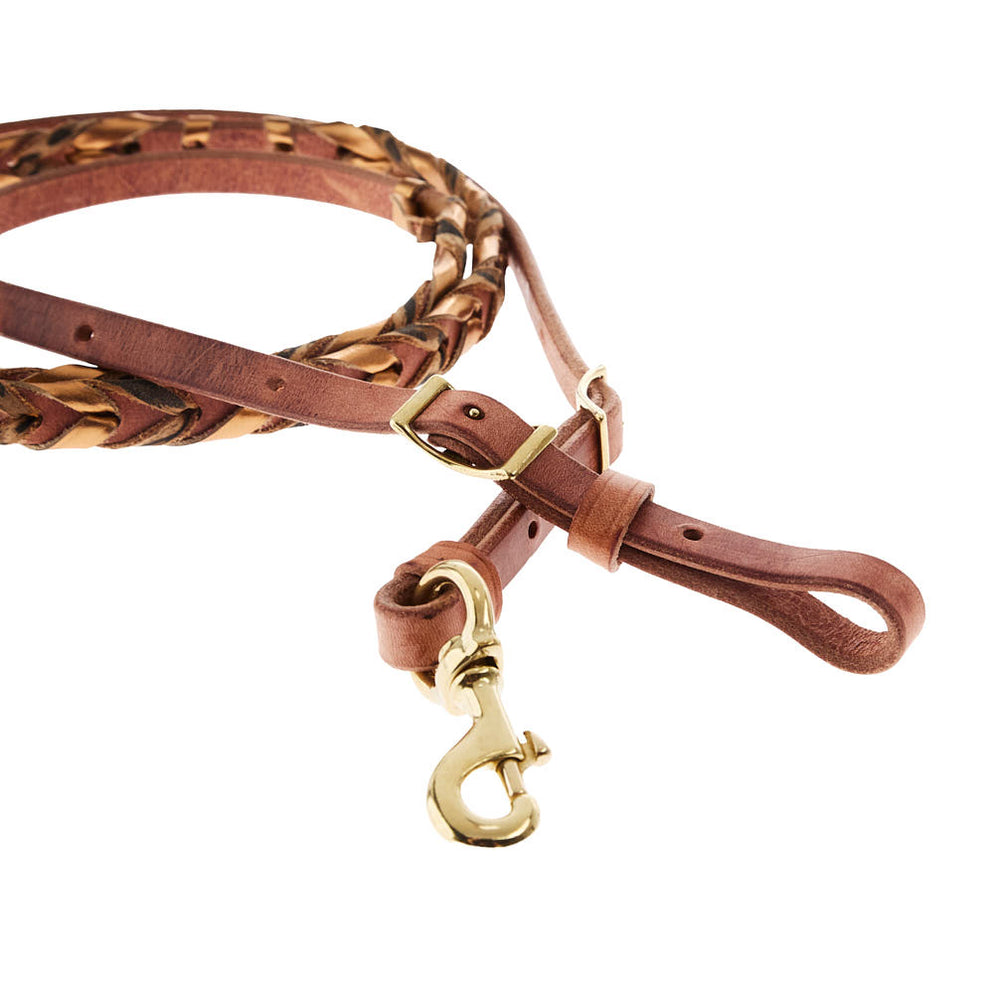 NRS TACK Metallic Bronze and Leopard Laced Barrel Reins