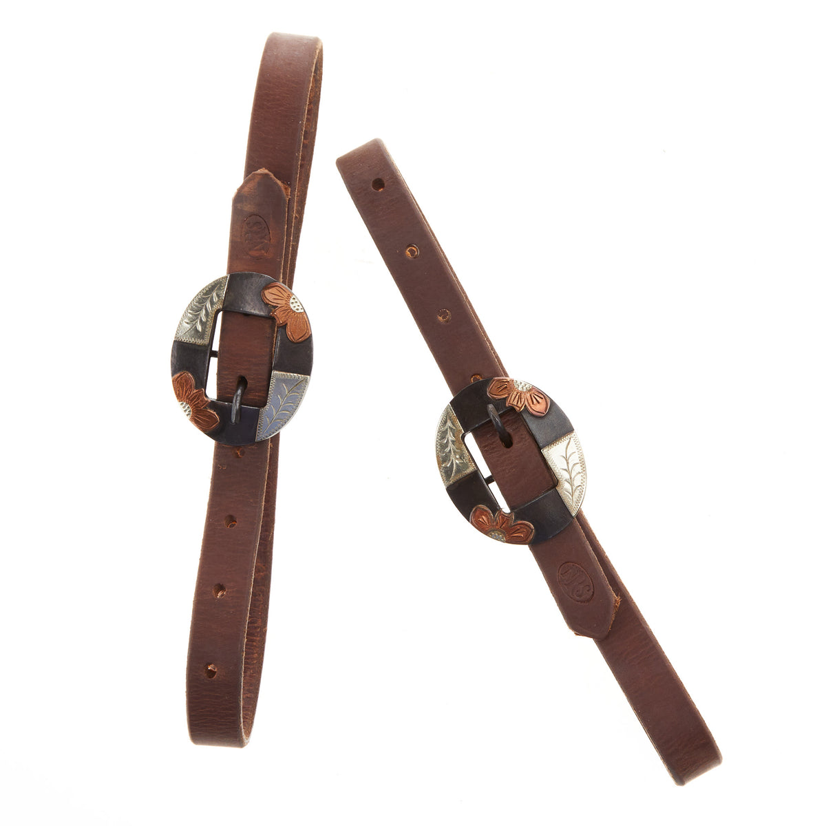 NRS Tack Oiled 3/4 Inch Breast Collar Tug Straps with Silver Flower Br
