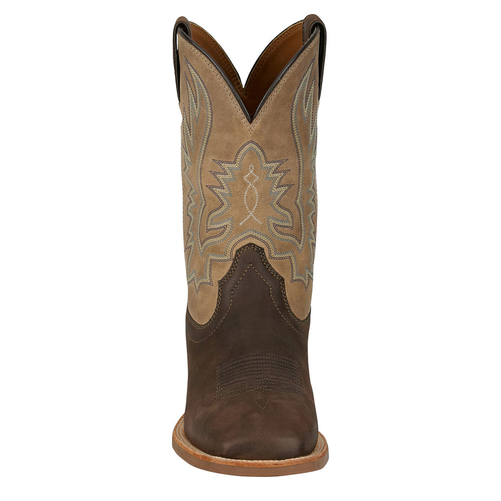 Justin Boot Company Men`s Rustle Grizzly Brown Cowhide Vamp 11In Taupe