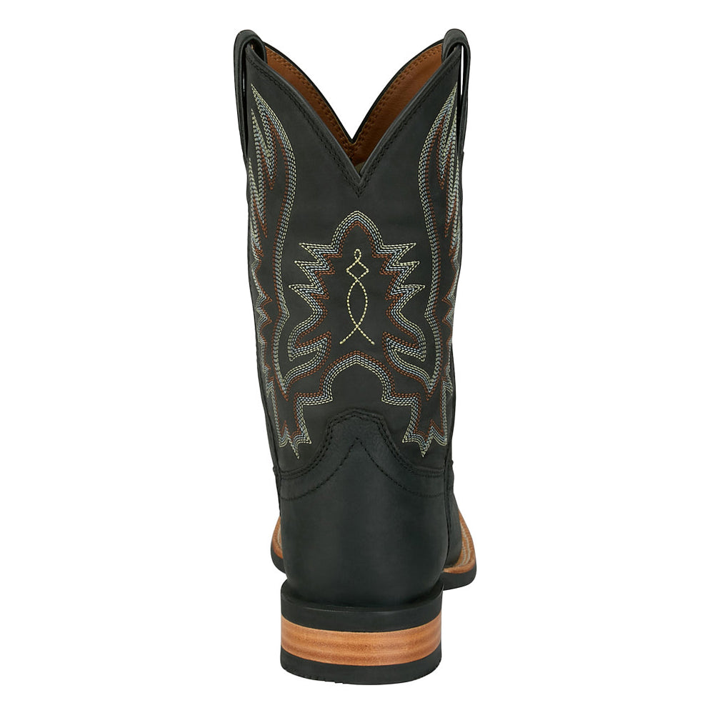 Justin Boot Company Men' s Rustle Coal Black Cowhide Vamp 11In Black C