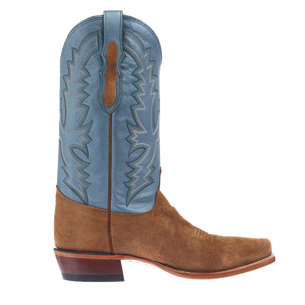 Justin Boot Company Men's Chestnut Suede Vamp 13in Blue Cowhide Top