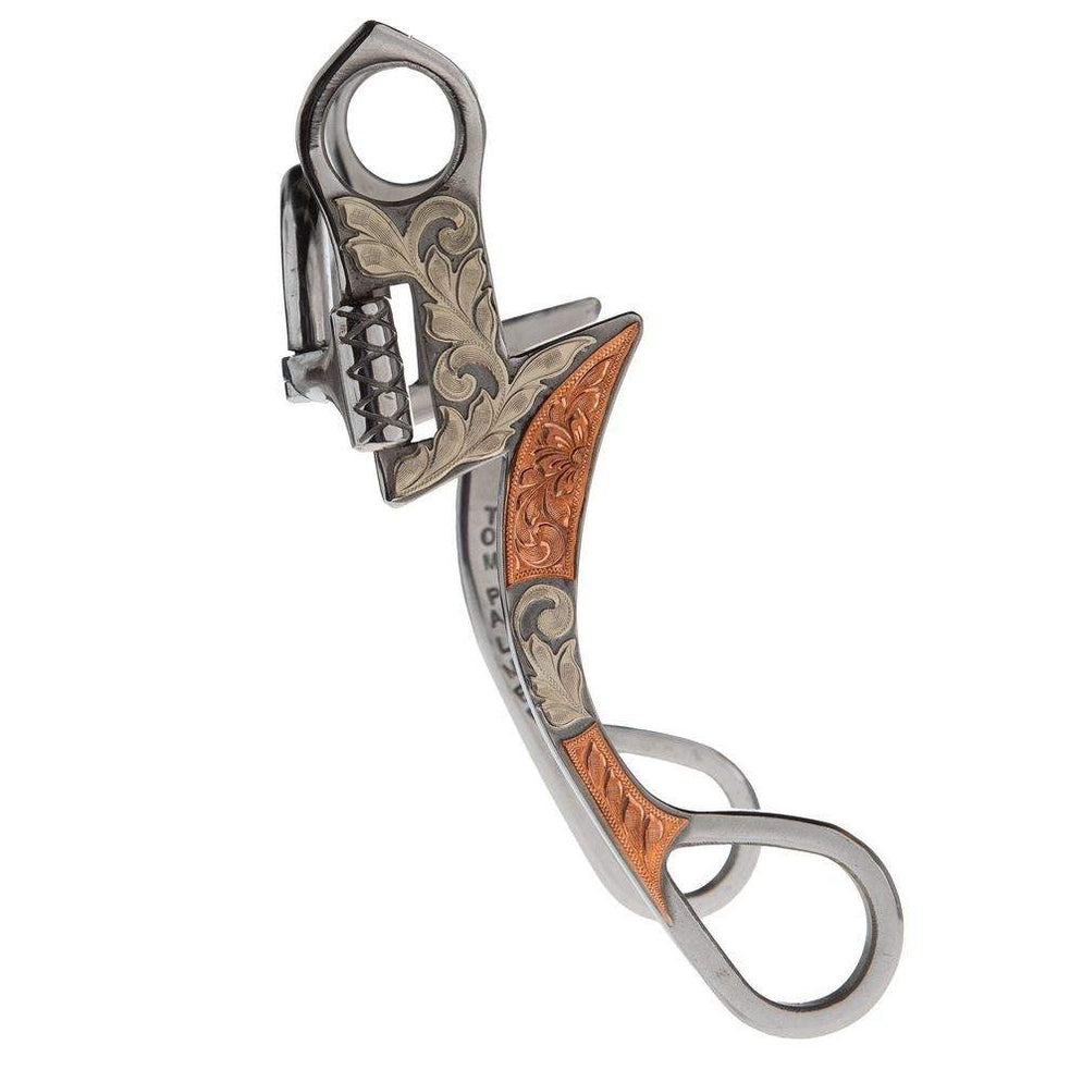 Palmer Bits Spurs Ported Silver and Copper Engraved 7 Shank Bit