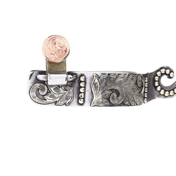 Palmer Bits Spurs 1in Silver Mounted Dots Western Spur