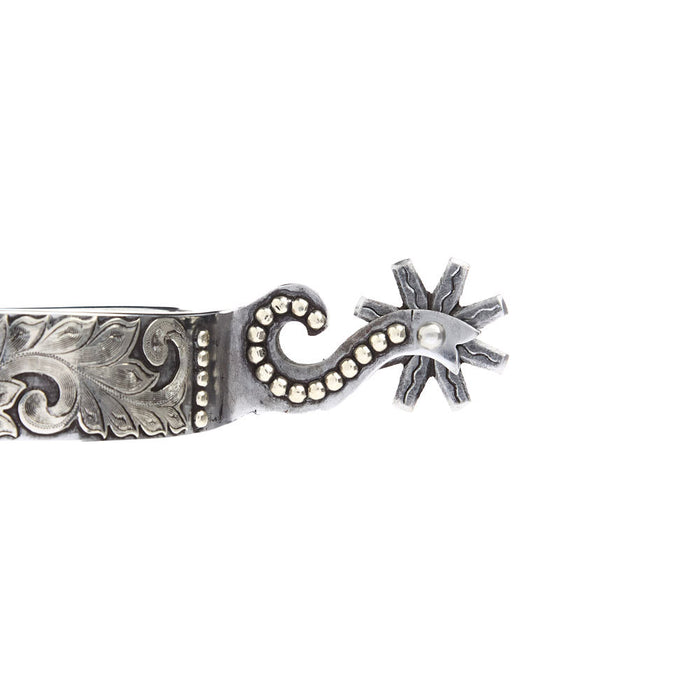 Palmer Bits Spurs 1in Silver Mounted Dots Western Spur
