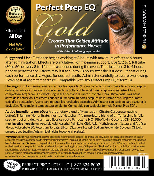 Perfect Products Prep EQ Gold Paste for Horses - 60cc Tube