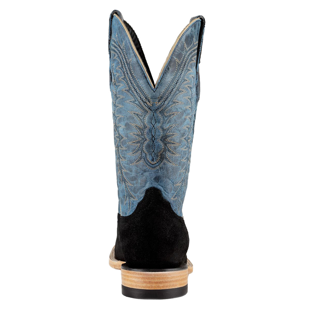 Resistol Boots Men`s Black Roughout Square Toe 13in Blue Top