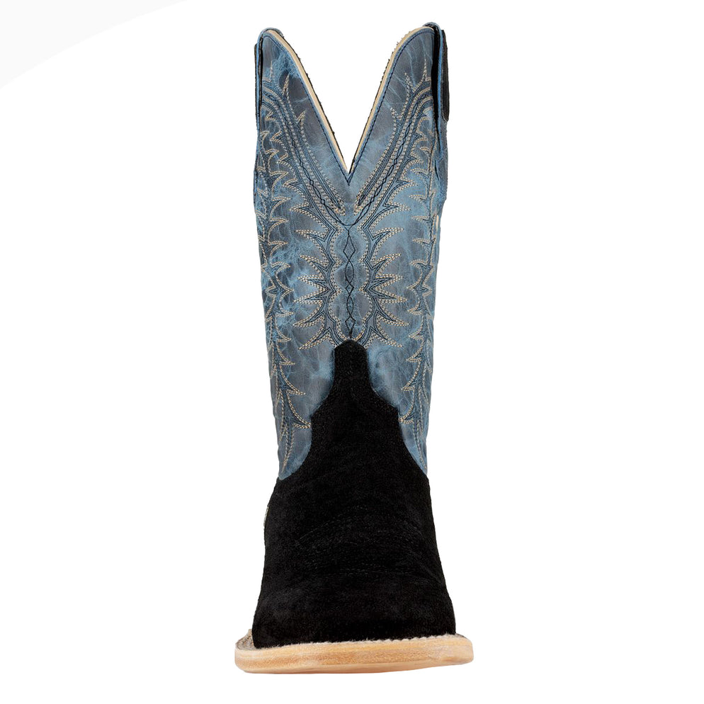 Resistol Boots Men`s Black Roughout Square Toe 13in Blue Top