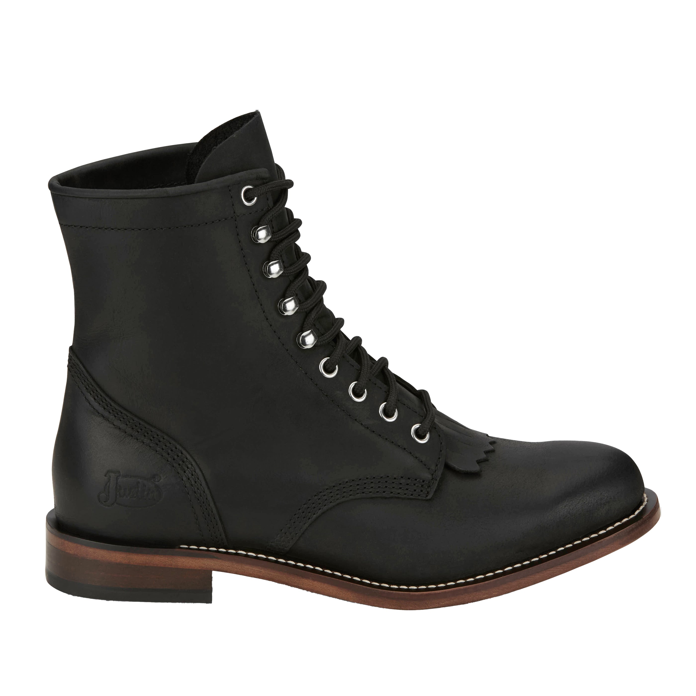 Justin Boot Company Men's Drennan Black Water Buffalo 7In Lace Up Rope
