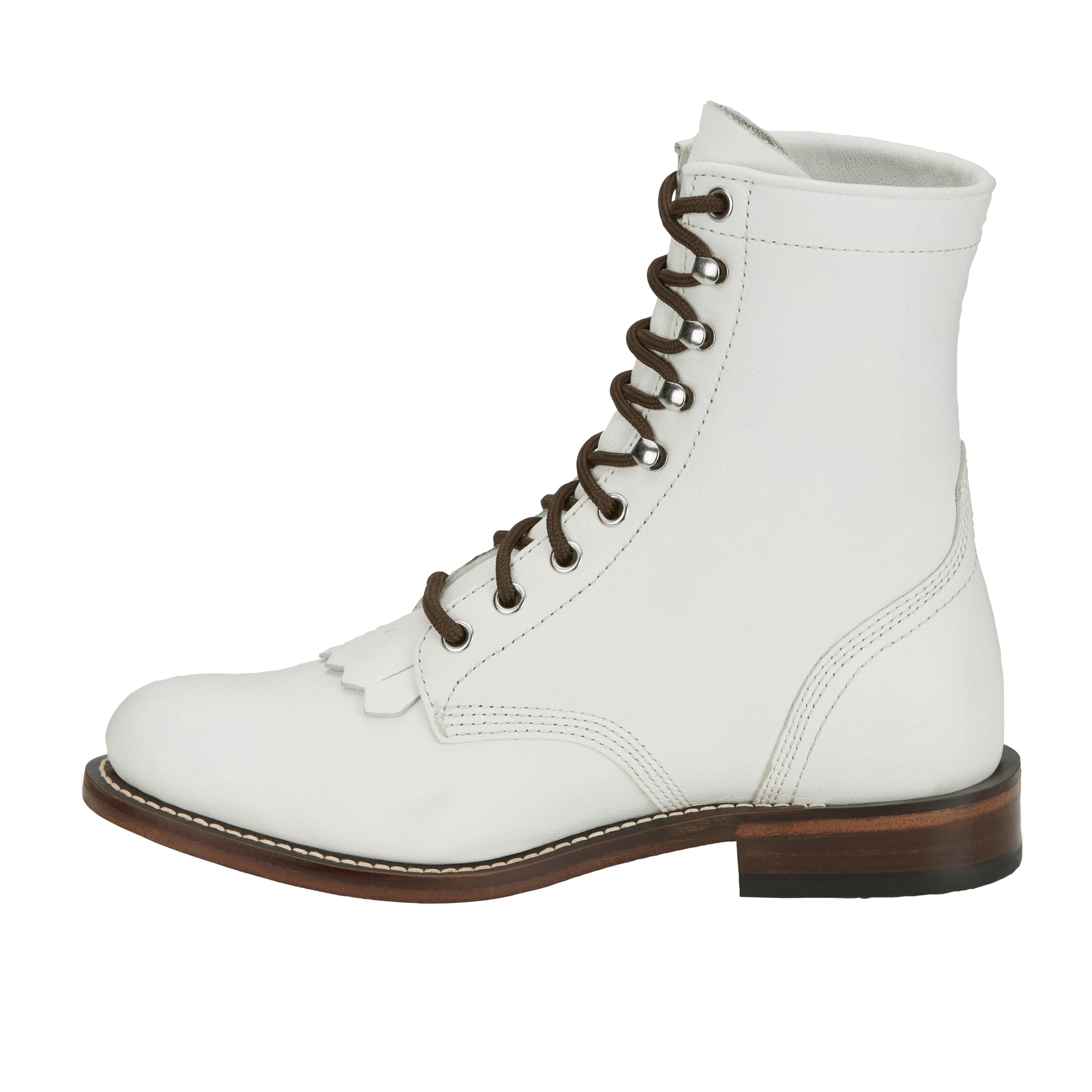 Justin Boot Company Womens White Water Buffalo Lace Up Roper Boot