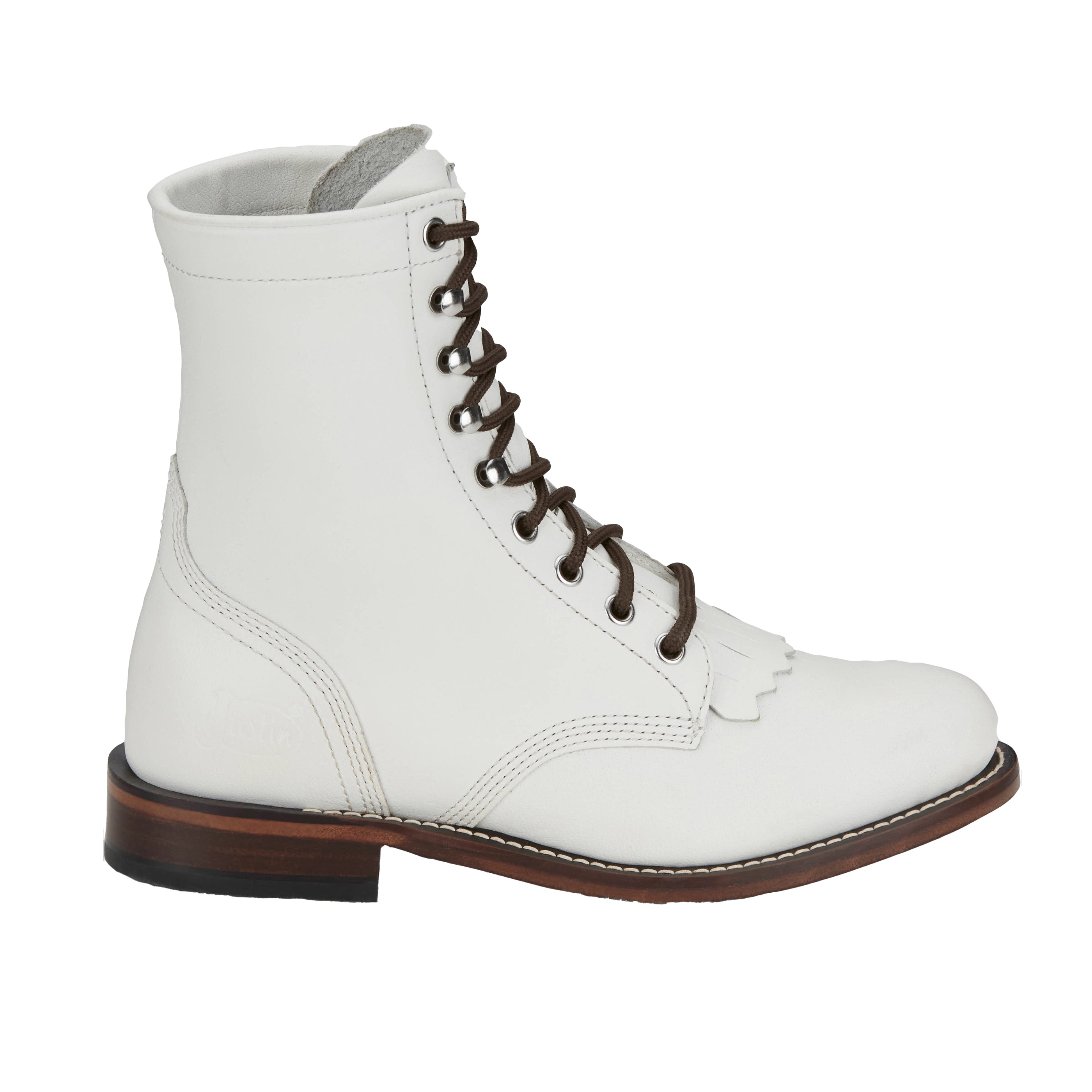 Justin Boot Company Womens White Water Buffalo Lace Up Roper Boot