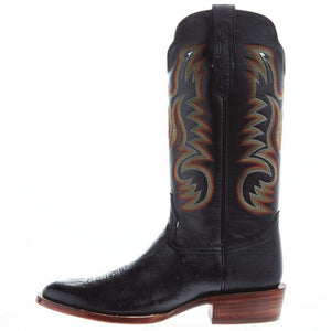 R Watson Boots Men's R. Black Smooth Ostrich Round Toe 13in Black Sina