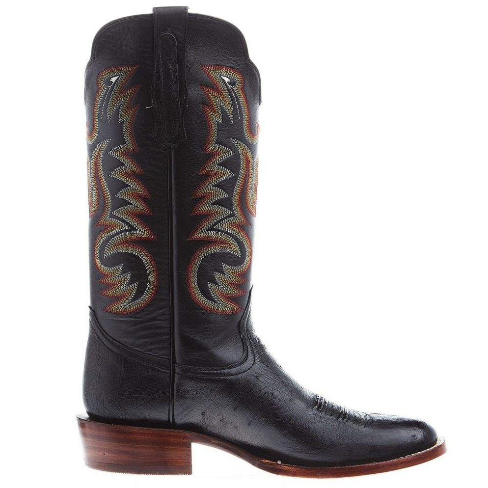 R Watson Boots Men's R. Black Smooth Ostrich Round Toe 13in Black Sina