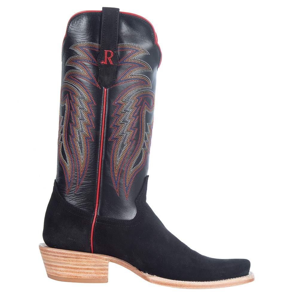 R Watson Boots Men's Black Roughout 13in. Black Cowhide Top Cutter Toe