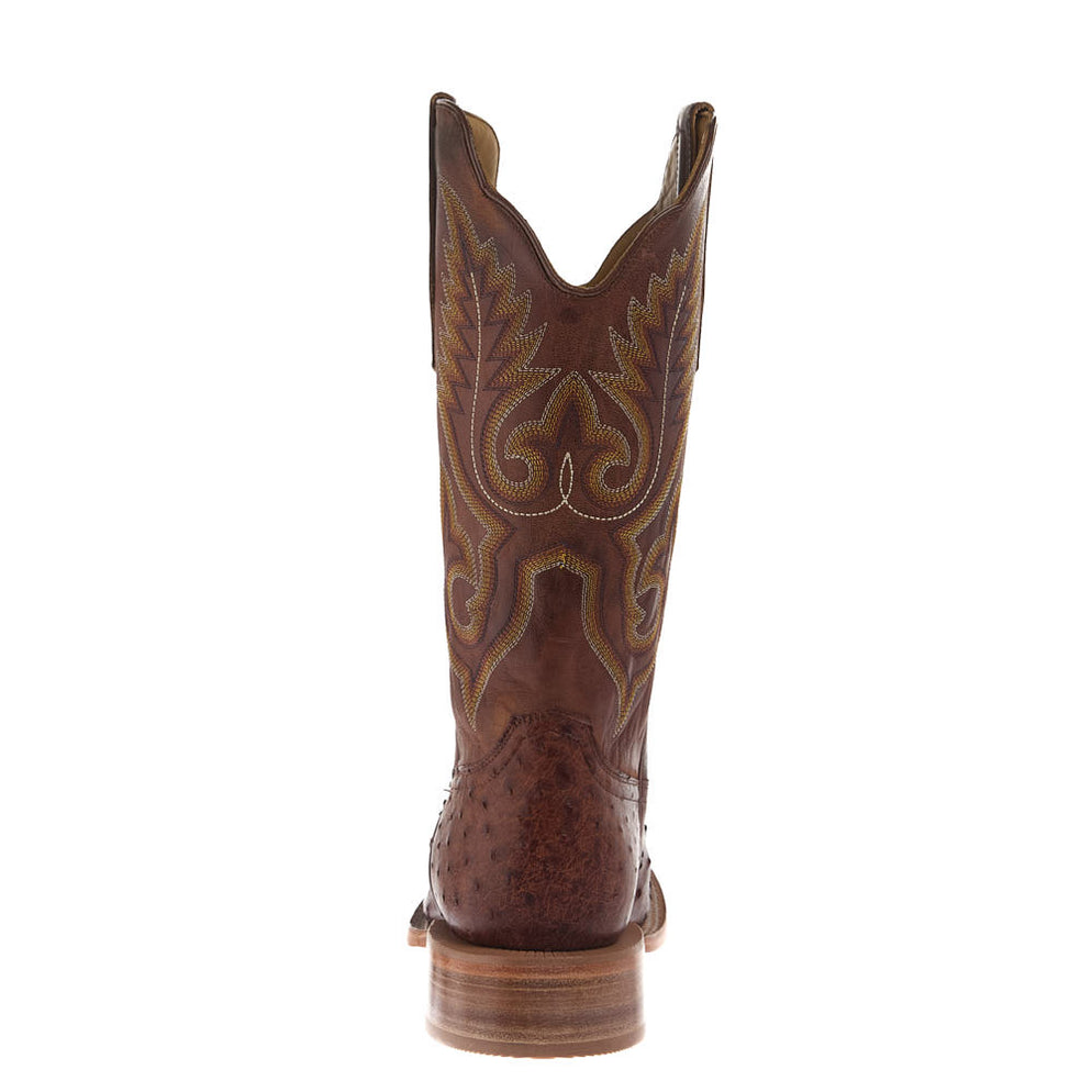 R Watson Boots Men's Brass Full Quill Ostrich Vamp 13in Cognac Goat To
