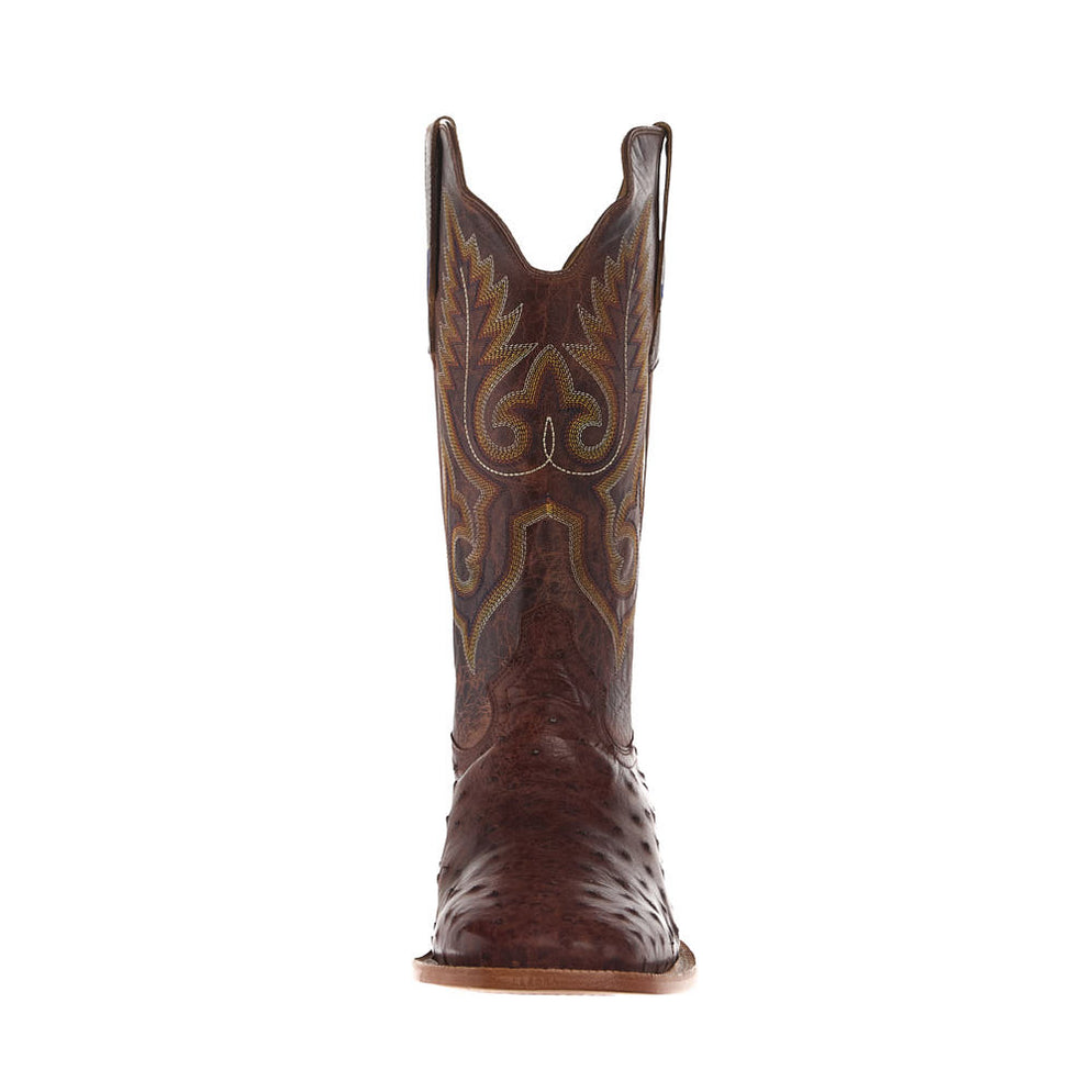 R Watson Boots Men's Brass Full Quill Ostrich Vamp 13in Cognac Goat To