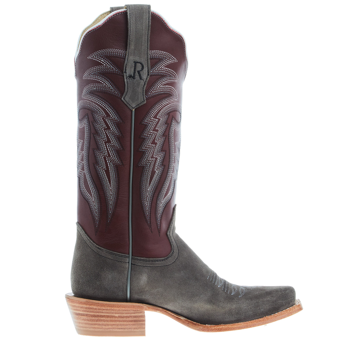 R Watson Boots Women's Charcoal Roughout 13 In Dark Cherry Sinatra Top