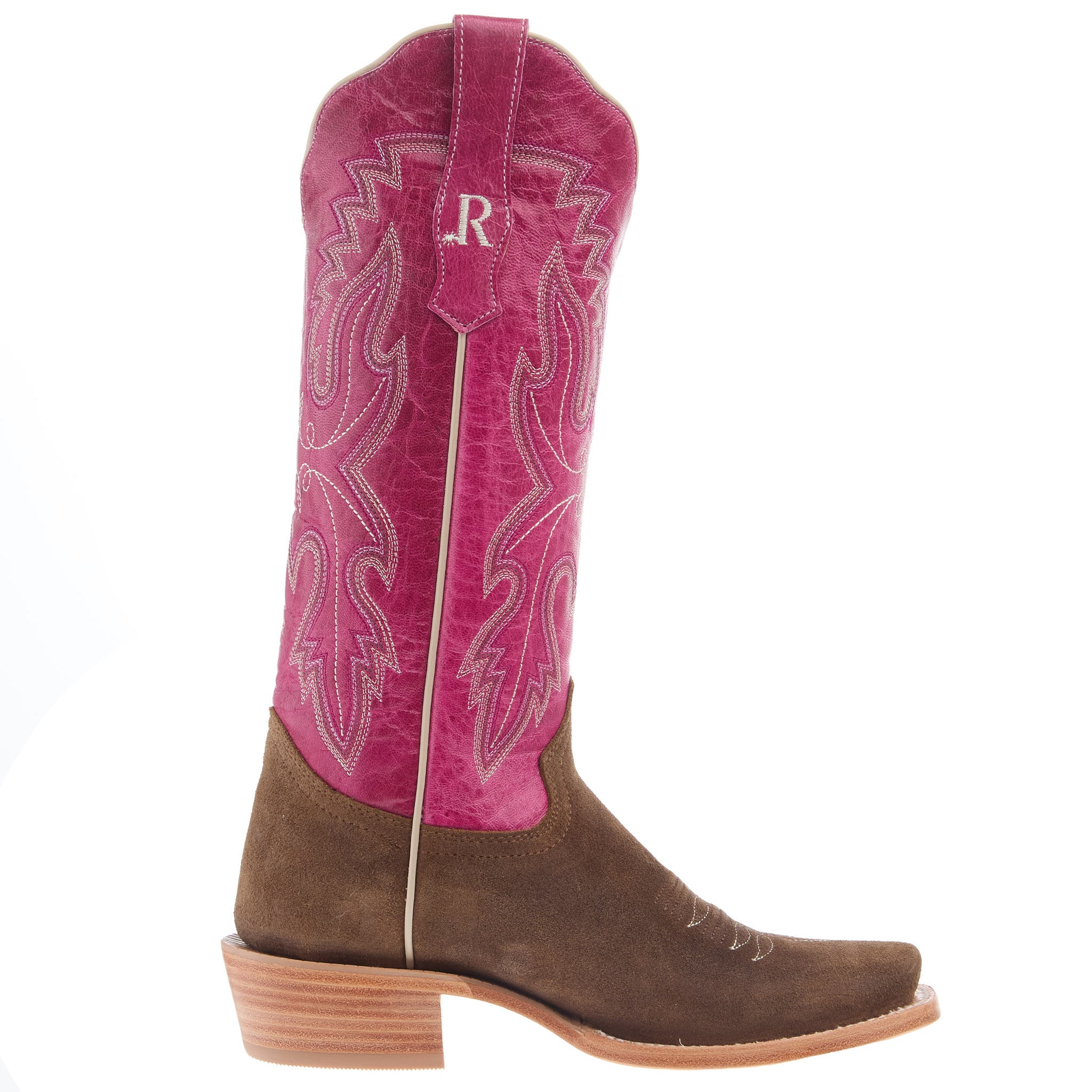 R Watson Boots Women's Cider Brown Rough Out 13 In Fushsia Top Cowgirl