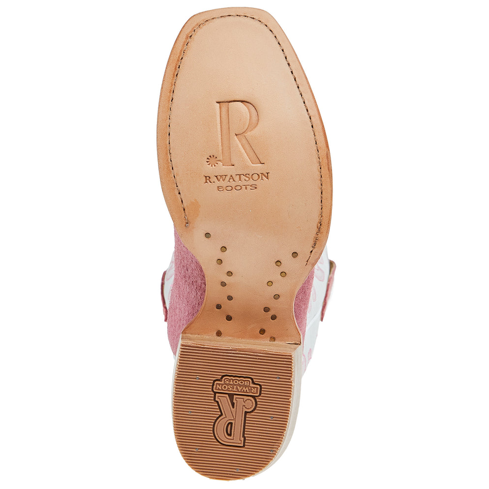 R Watson Boots R Women's Rose Boar 13 In Winter White Top Cowgirl Boot