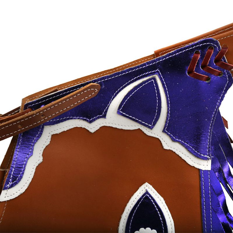 Saddle Barn Tack Youth Contender Tan and Purple Chaps