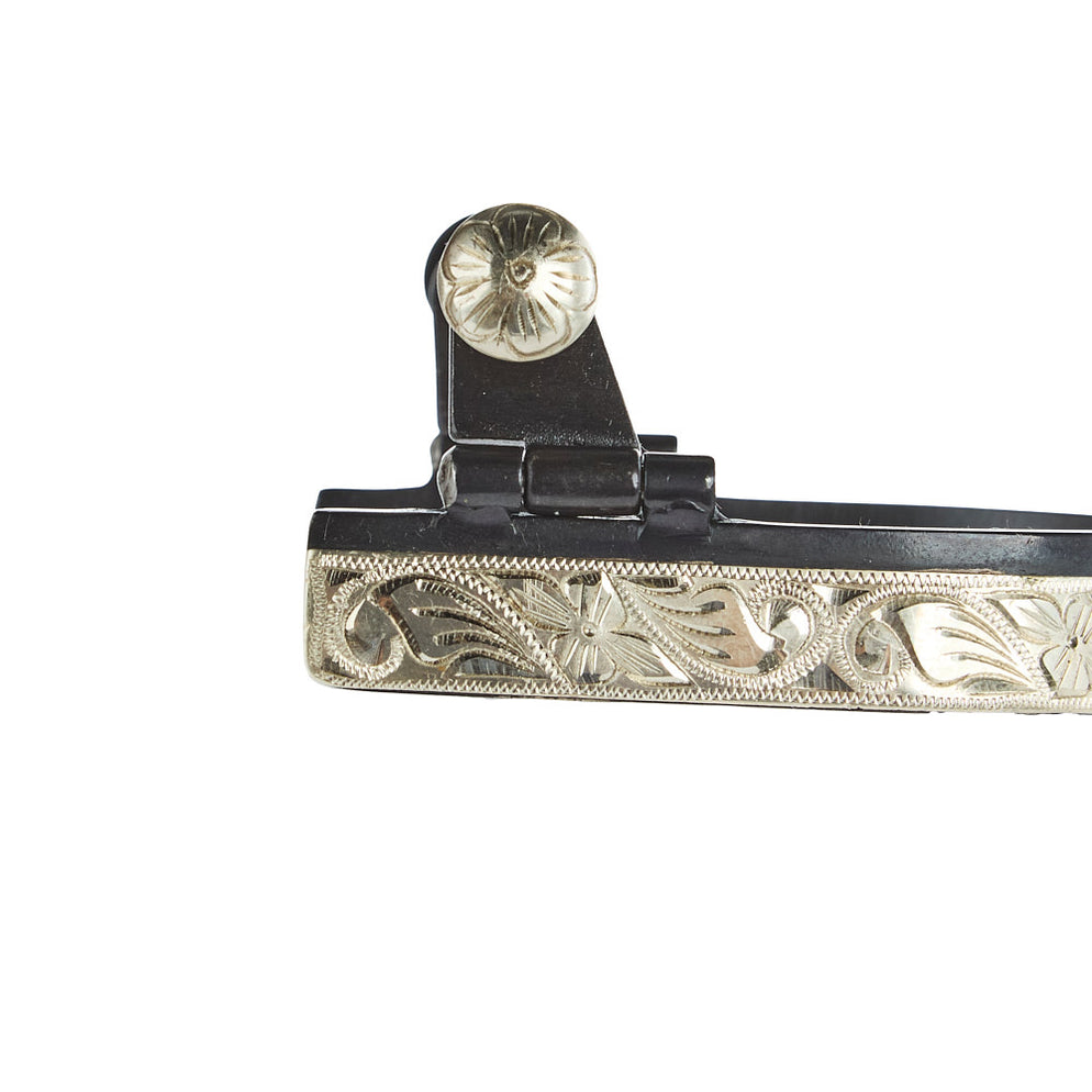 NRS Men's Black & Silver Engraved Spurs