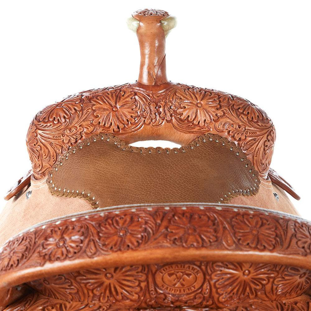 Tomahawk Natural 5/8 Breed Floral Tooled Olin Young Team Roper