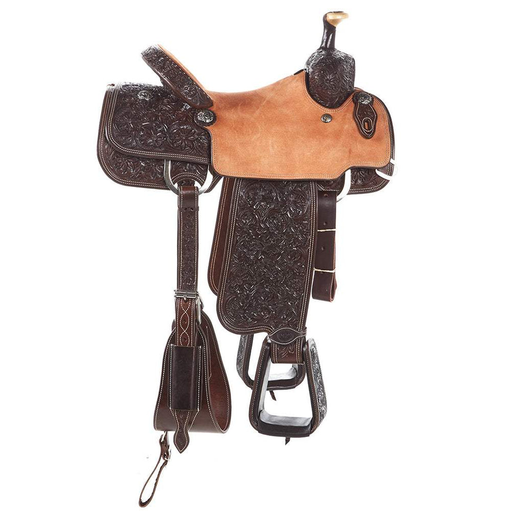 Tomahawk Chocolate 7/8 Breed Floral Tooled Olin Young Team Roper