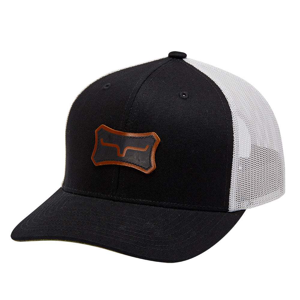 Kimes Ranch Black Leather Bone Cap