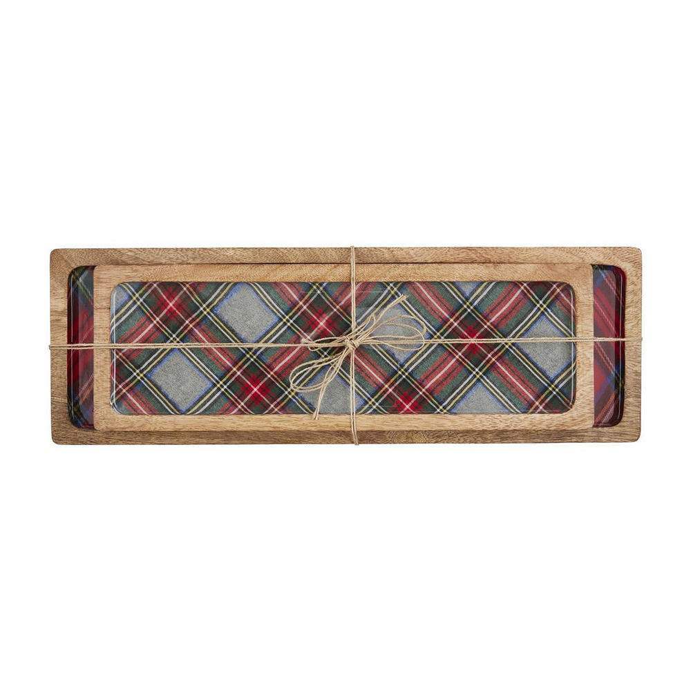 Mud Pie Tartan Enamel Tray Set